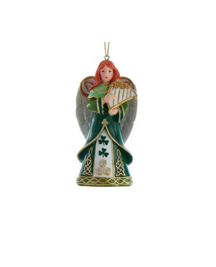 Irish Angel with Harp Ornament | THE KERRY COTTAGE
